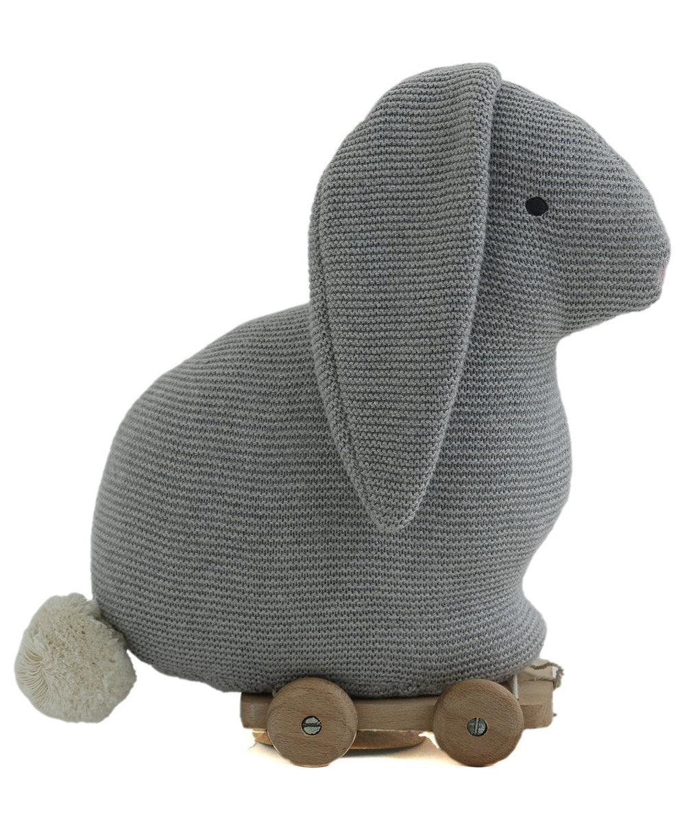 Push & Pull Bunny - Grey Cotton Knitted Stuffed Soft Toy for Babies ...