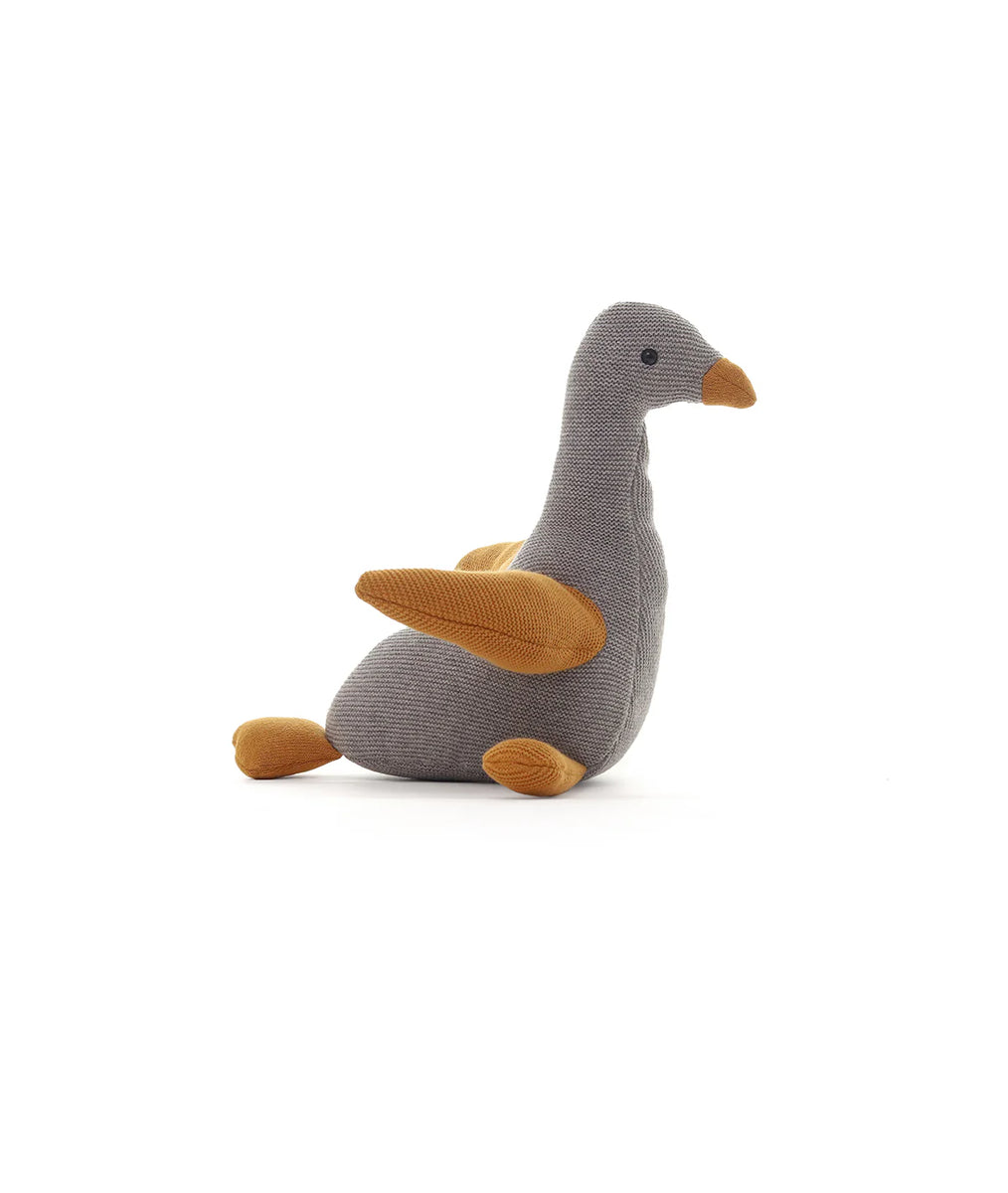 Chuckles Bird Cotton Knitted Stuffed Soft Toy (Light Grey Melange & Mu ...