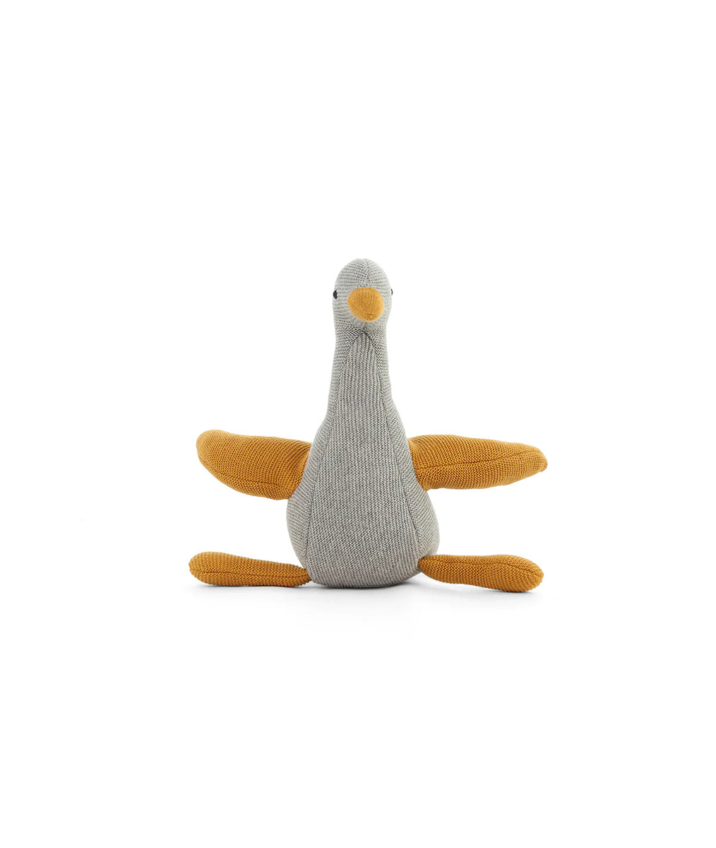 Chuckles Bird Cotton Knitted Stuffed Soft Toy (Light Grey Melange & Mu ...